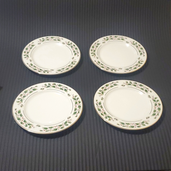Venture | Holiday | Vintage Porcelain Ware Holly Berry Salad Plates 4 ...